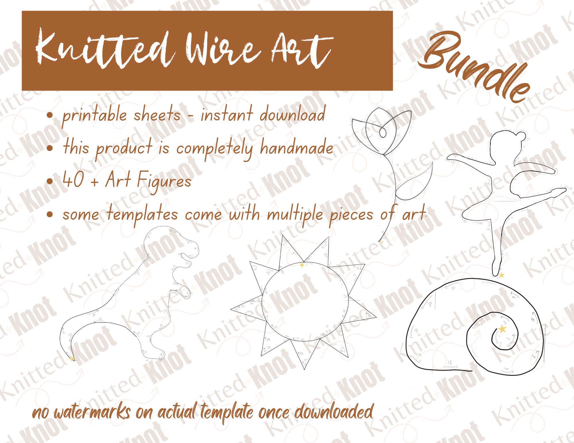 Knitted Wire Art Template Bundle, 40+ Figures, Instant Digital PDF Dow ...